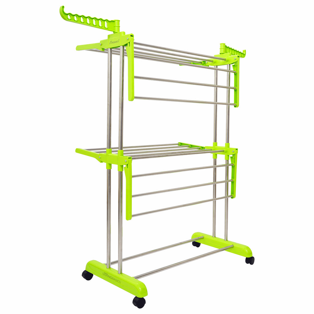 LIVINGBASICS Cloth Drying Stand Rust-Free Stainless Steel & ABS 2 Laye