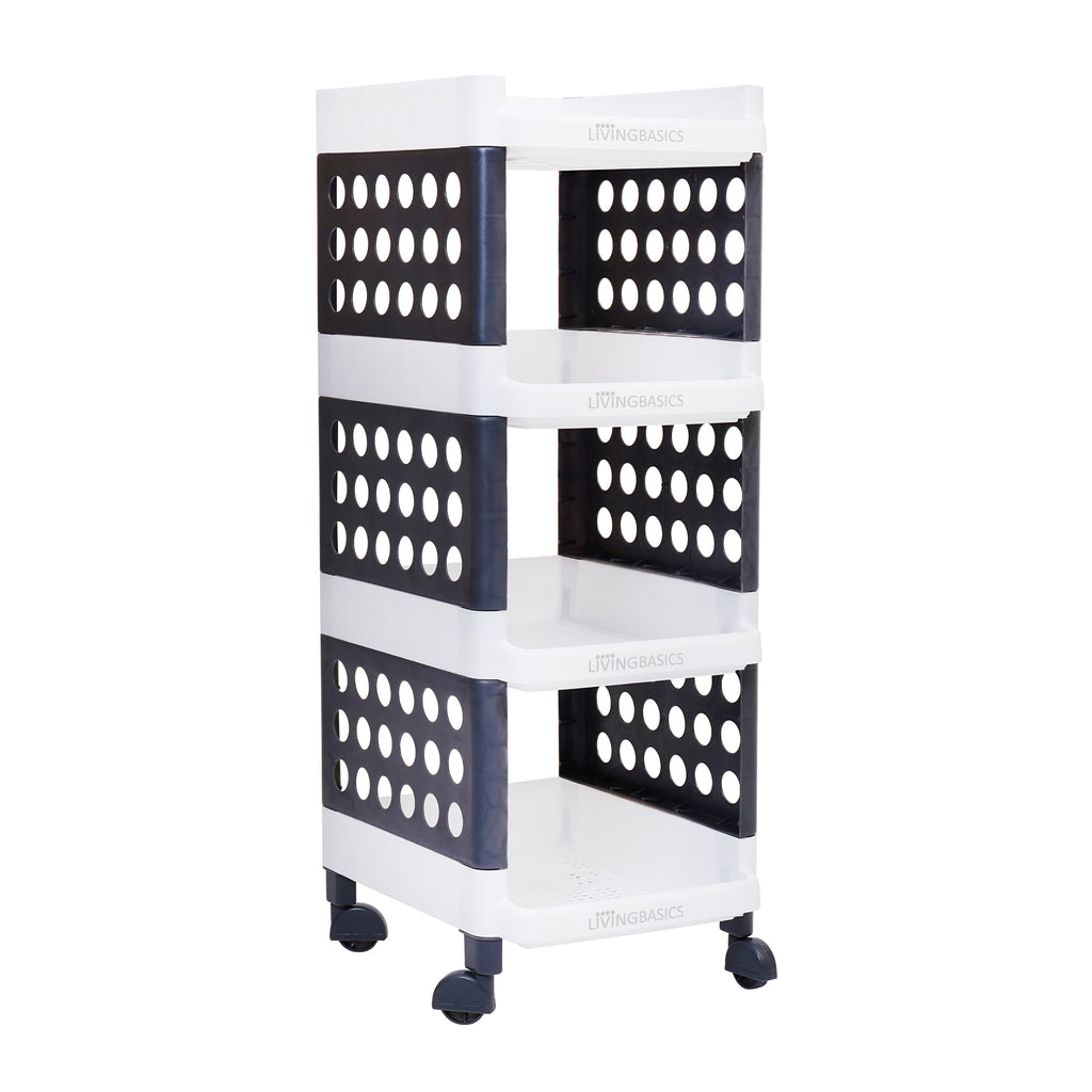 LivingBasics 4 Layer/Tier Multipurpose Plastic Storage Rack/Stand Orga ...